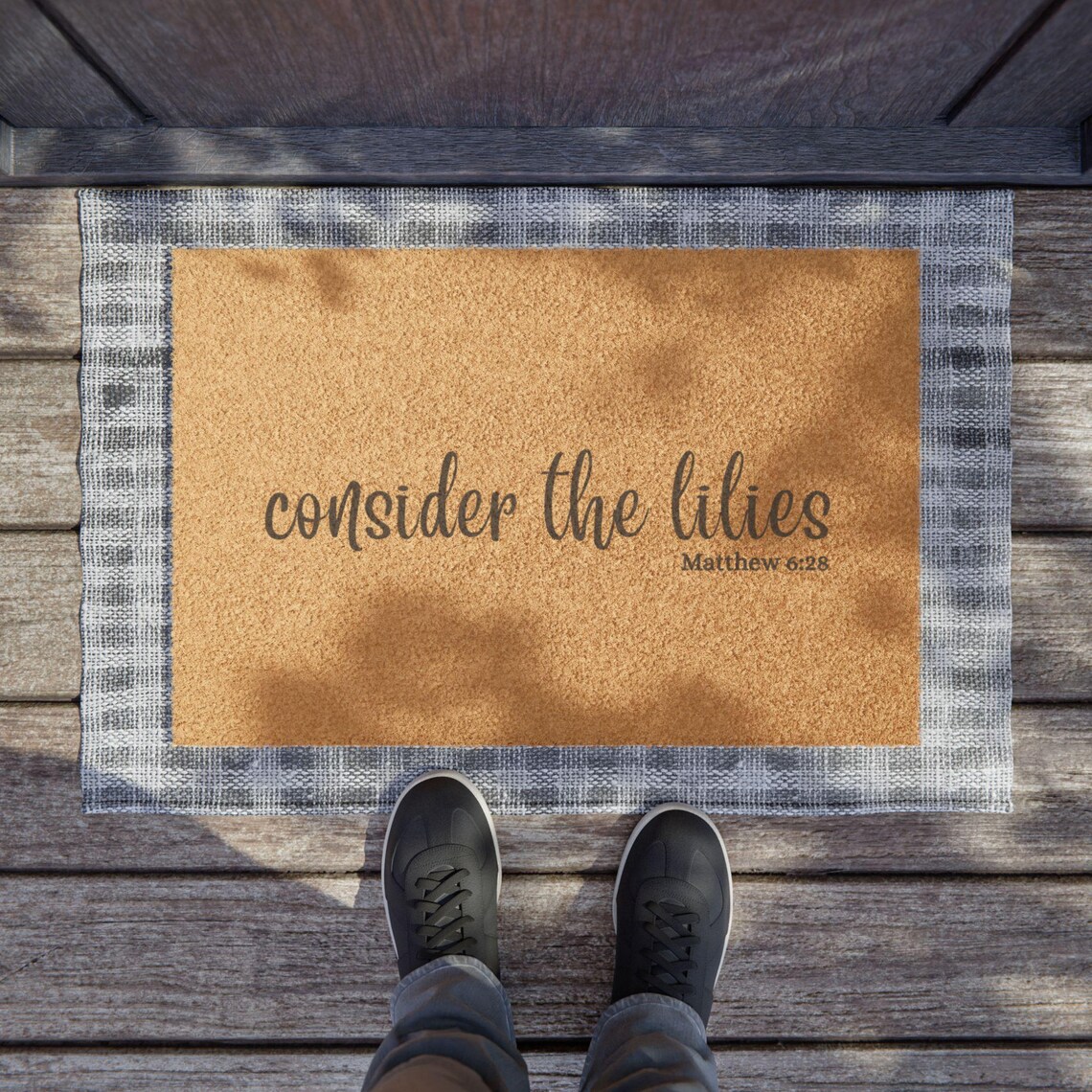 Bible Verse Welcome Mat, Christian Doormat Gift, Matthew 6:28, Cute ...