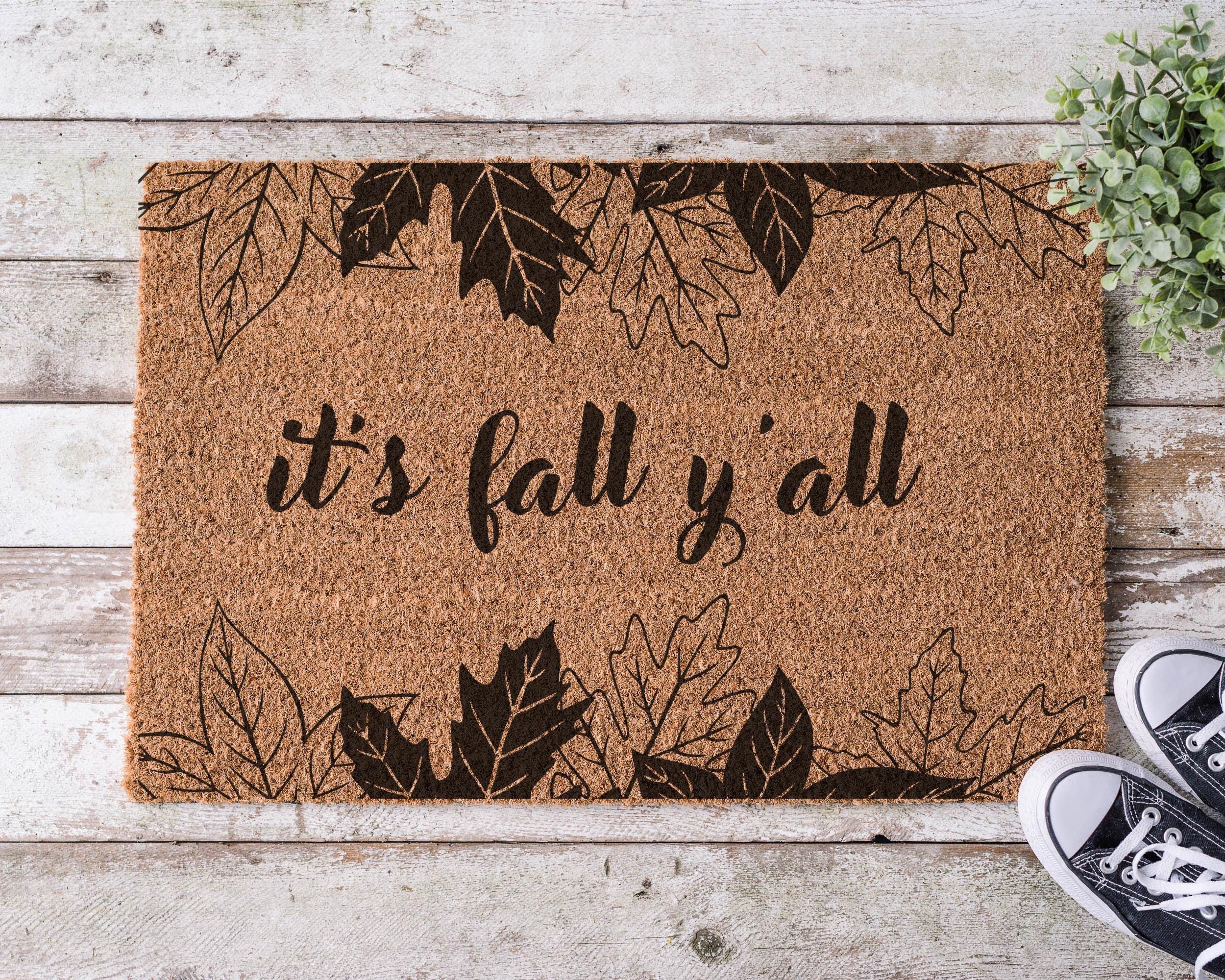 Fall Welcome Mat, Entryway Rug, Outdoor Welcome Mat, Floral Doorstep ...