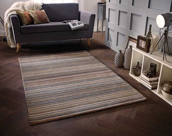 Carter Modern Stripe Wool Rugs in Ochre | Etsy