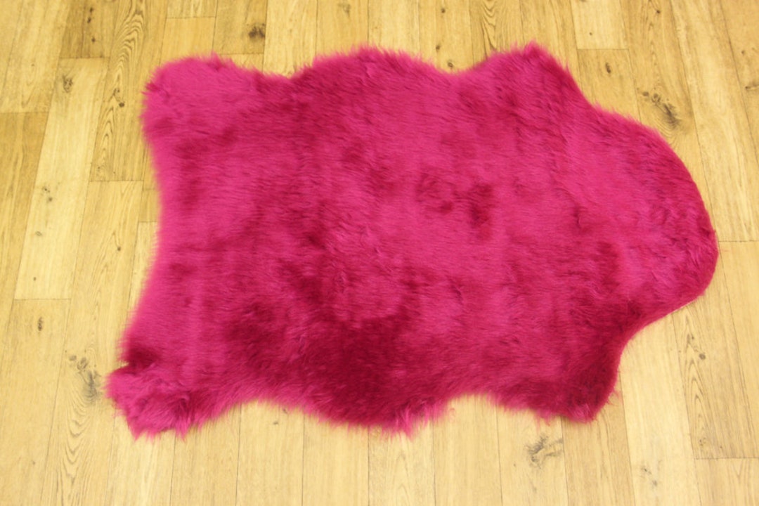 Sheepskin Fuschia Pink Faux Fur Rug Sheepskin Rugs Exclusive - Etsy UK