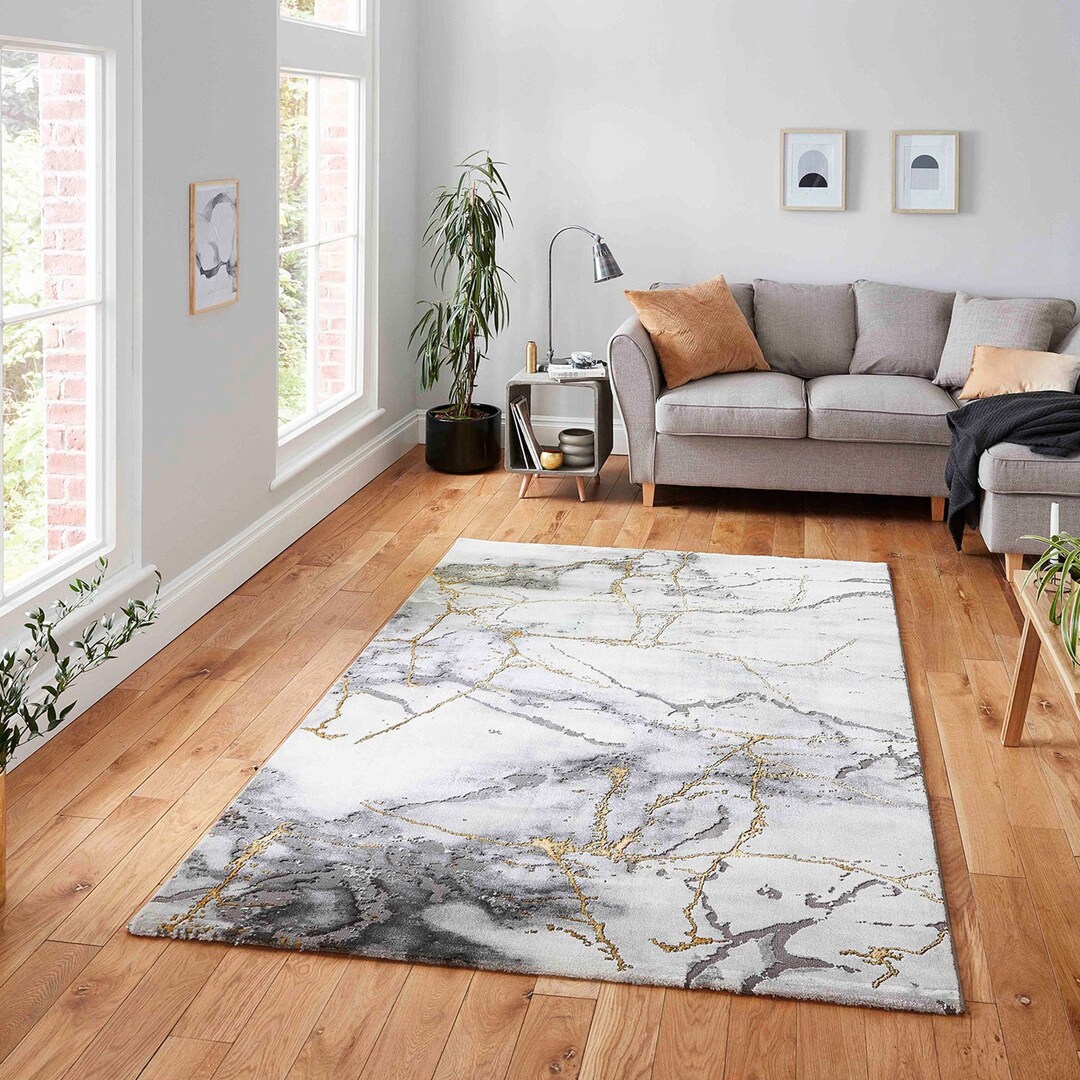 Craft Marble Effect Rug in Ivory Gold - Etsy
