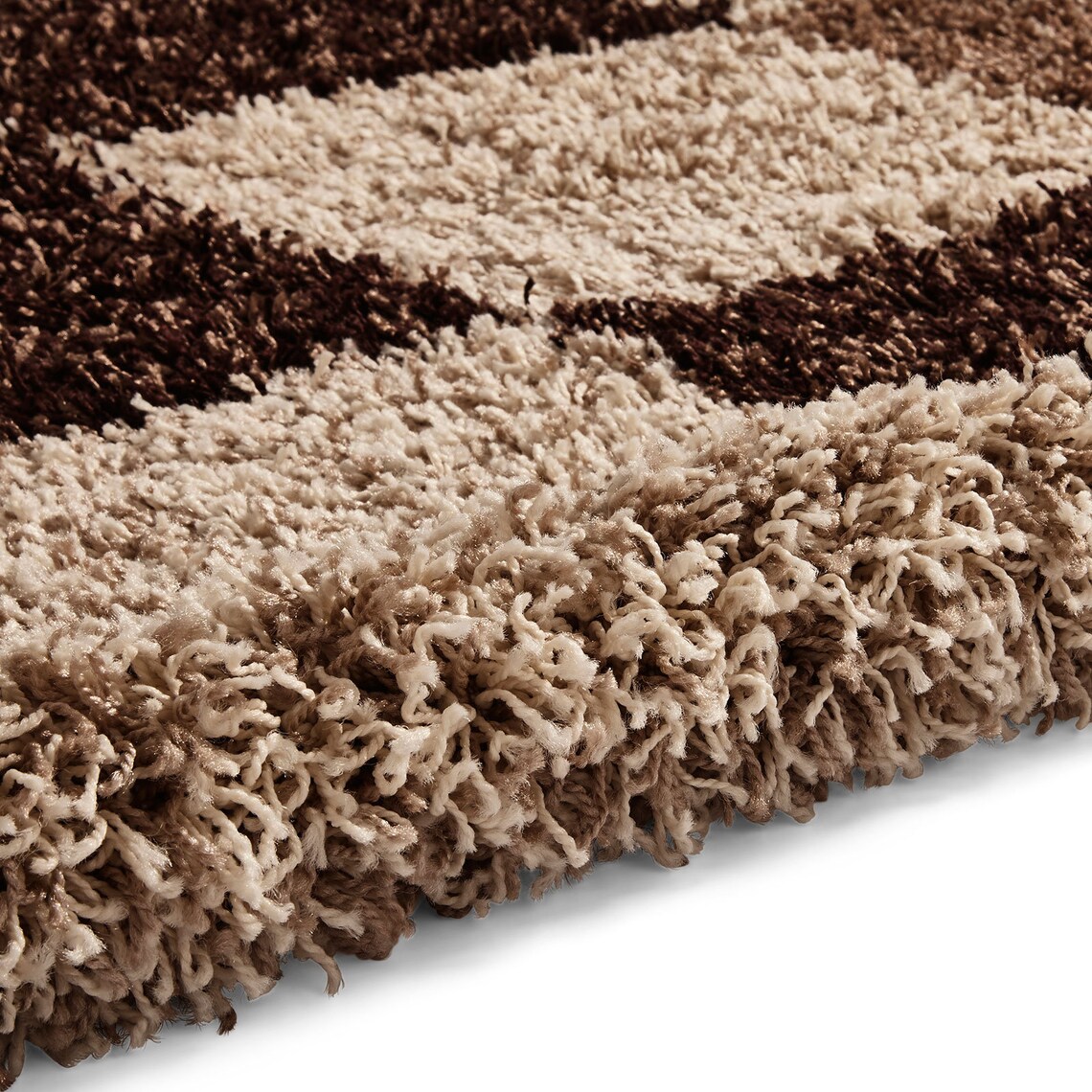 Think Check Beige Brown Shaggy Rug 5cm Thick pile /Living Room | Etsy