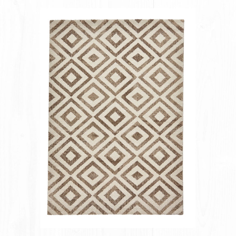 Elegant Geometric Pattern Rugs in Beige for Living/bed Room - Etsy UK
