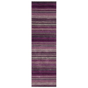 Carter Modern Stripe Wool Rugs in Berry Purple - Etsy UK