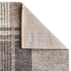 Modern Elegant Tartan Check Rugs in Beige and Grey for Living/bed Room ...