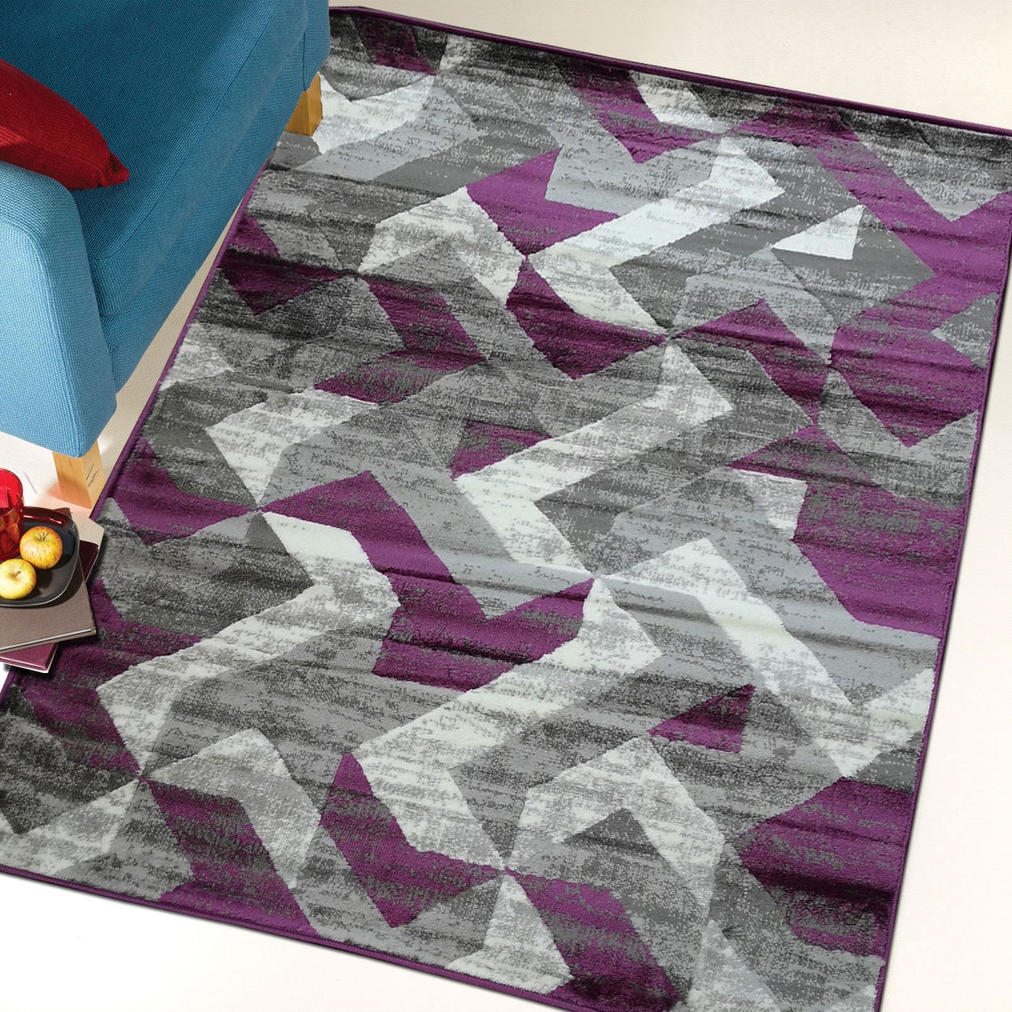 Matrix Abstract Grey Purple Modern Rug /bedroom Rug/living - Etsy