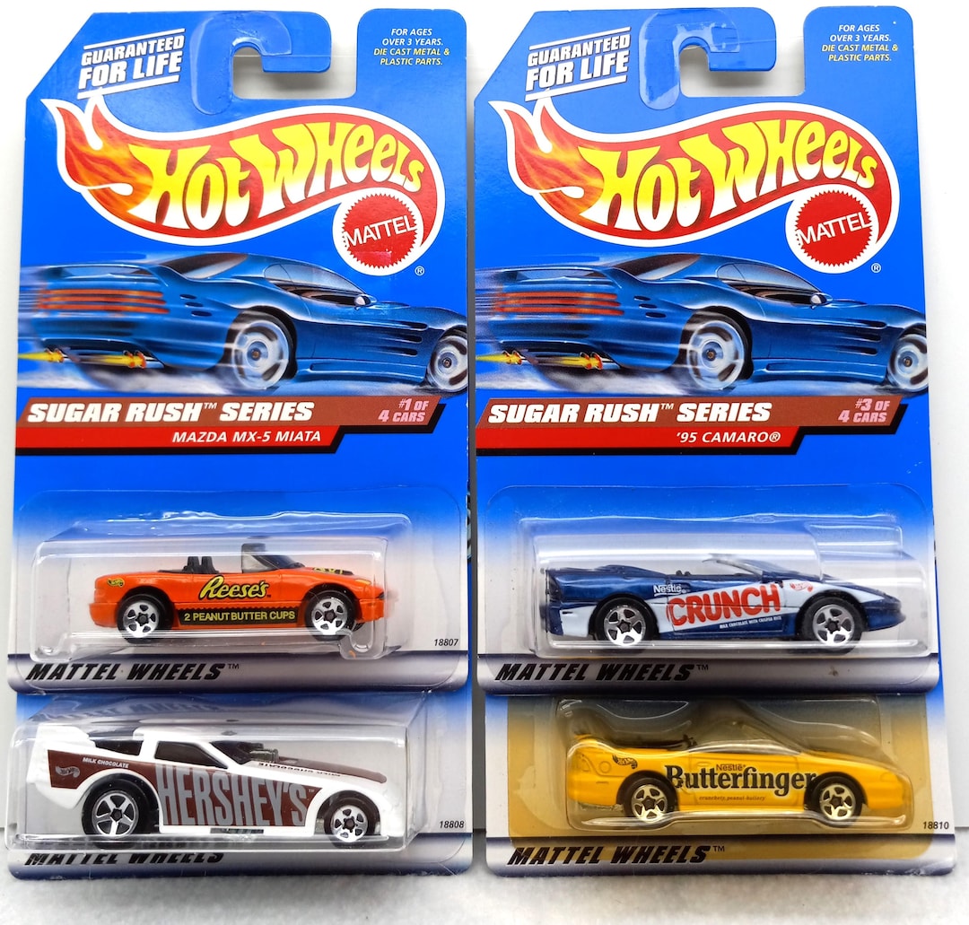 Vintage Hot Wheels 1998 Sugar Rush 4 Car Original Set, Reeses MX5 Miata ...