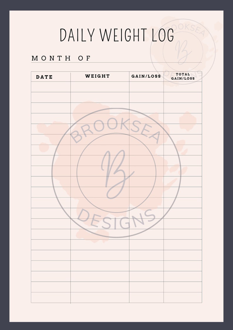 Weight Log Tracker, Daily Weight Log, Weight Loss Planner, INSTANT ...
