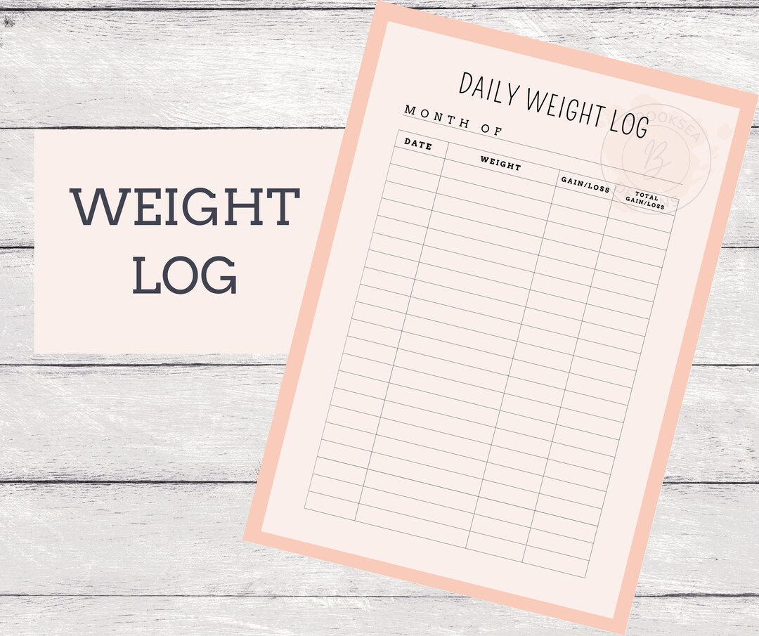 Weight Log Tracker, Daily Weight Log, Weight Loss Tracker Planner ...