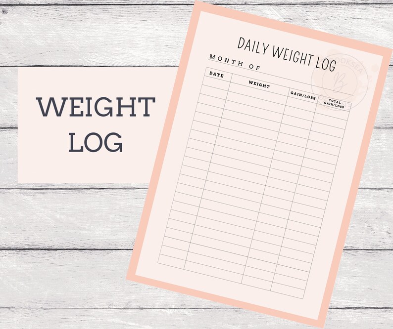Weight Log Tracker, Daily Weight Log, Weight Loss Tracker Planner ...