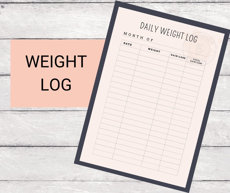 Weight Log Tracker, Daily Weight Log, Weight Loss Planner, INSTANT ...