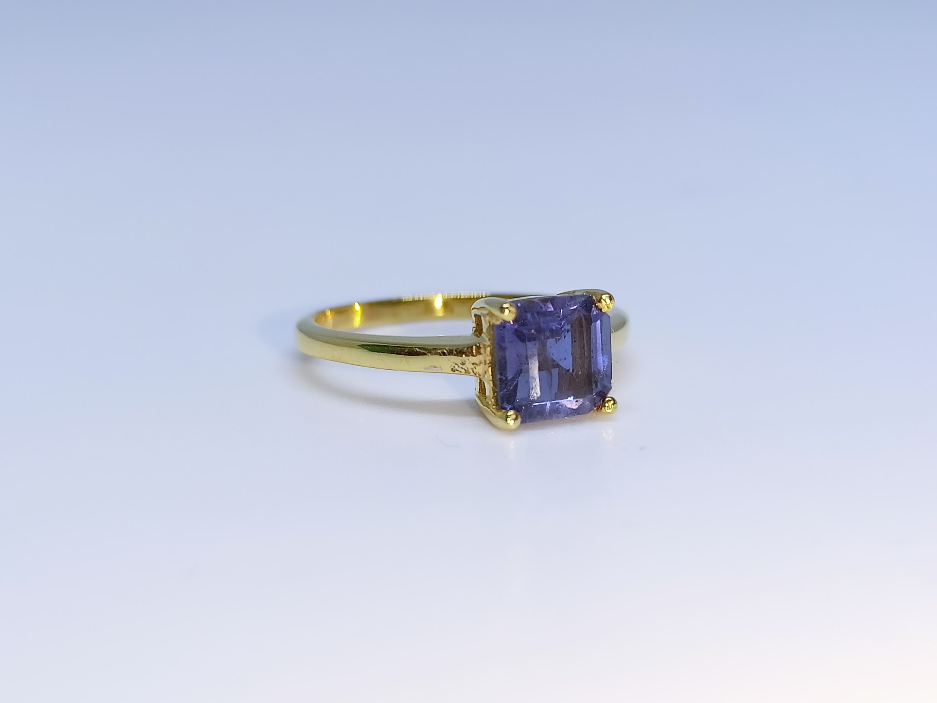 14k Natural Iolite Ring , Iolite Asscher Cut Ring, Iolite Jewellery ...