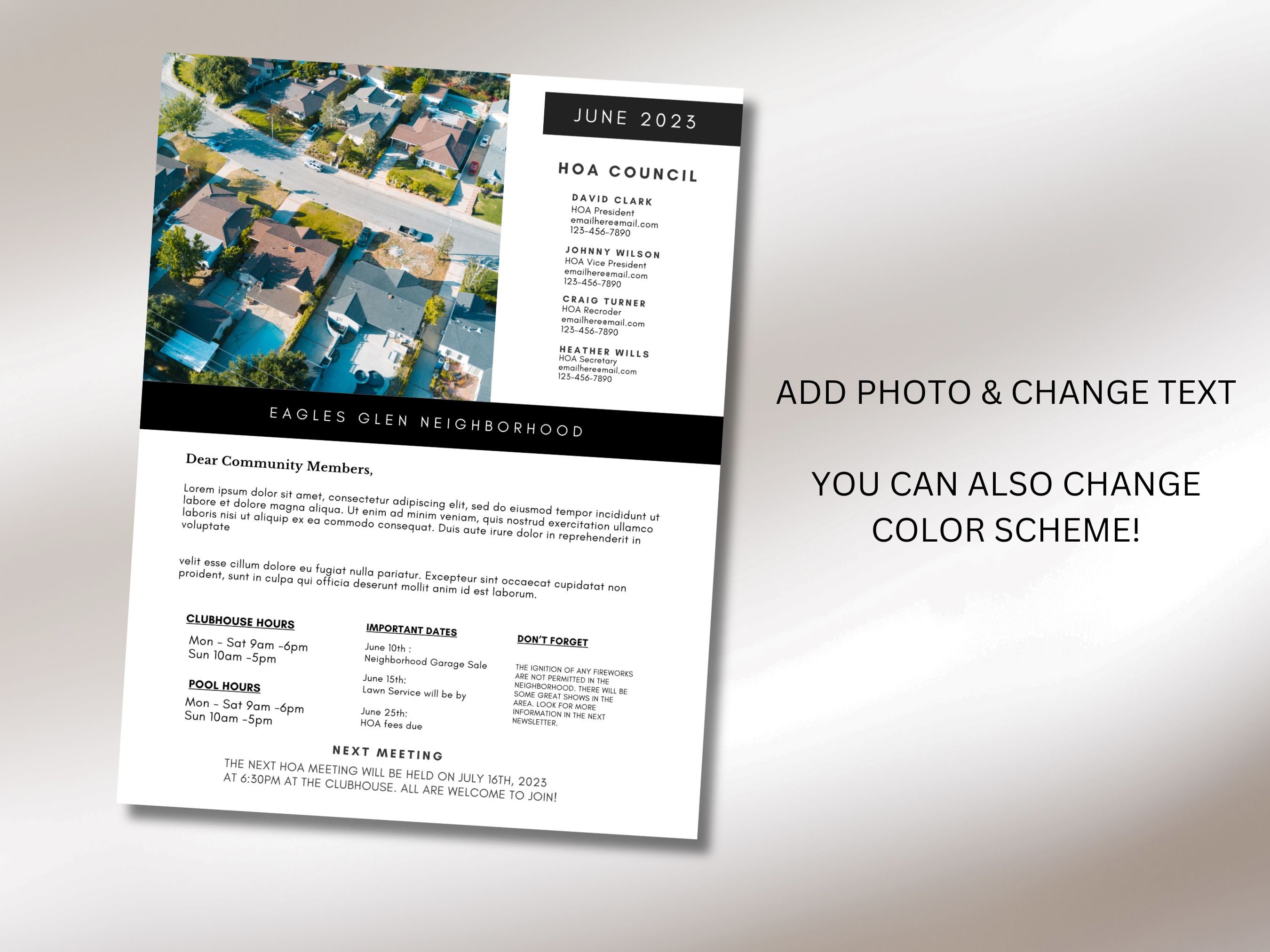 HOA Neighborhood Newsletter Template Canva Template Email - Etsy