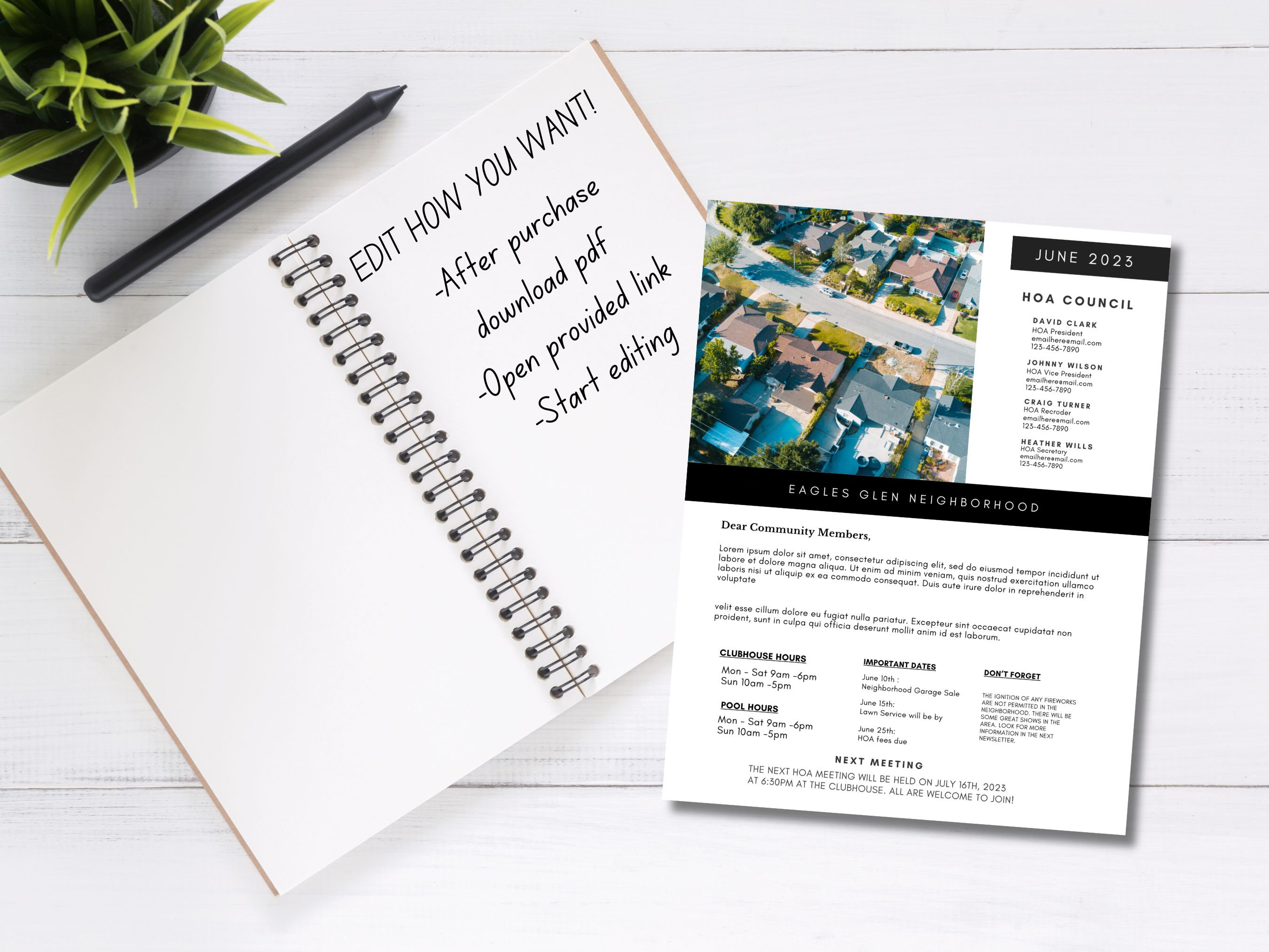 HOA Neighborhood Newsletter Template Canva Template Email - Etsy