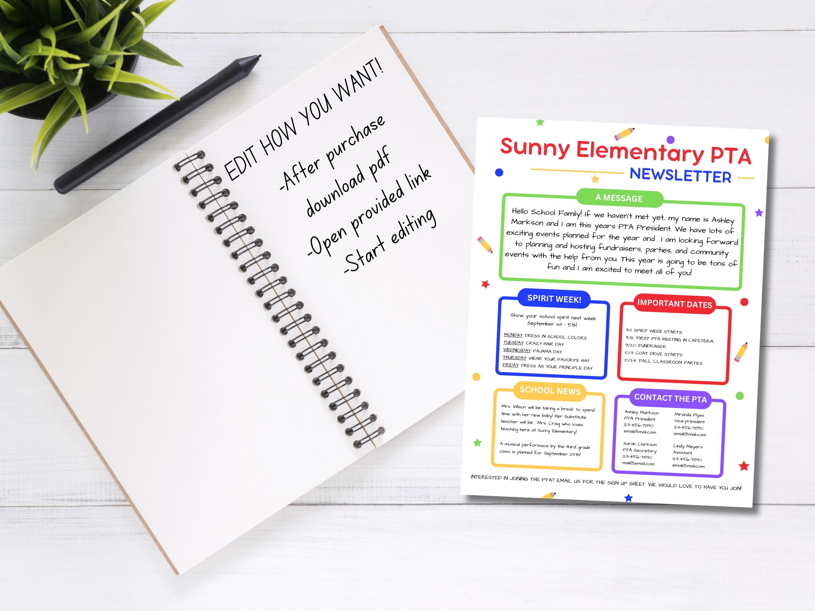 PTA Newsletter Template Canva Template PTO Sign up Sheet - Etsy Australia