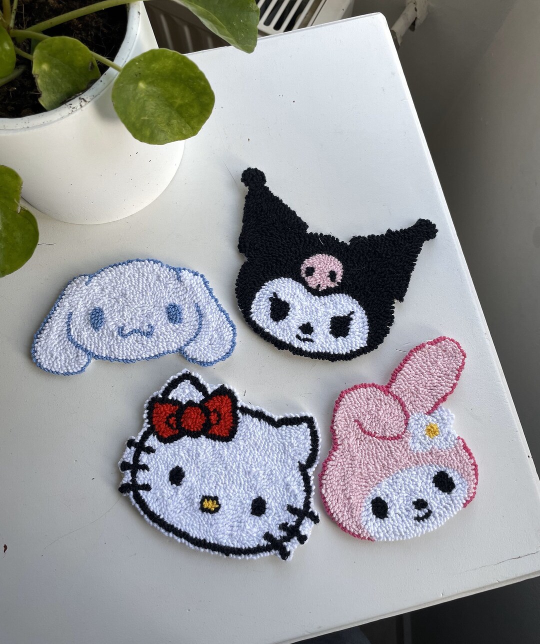 Sanrio Punch Needle Coasters Handcrafted Hello Kitty and - Etsy