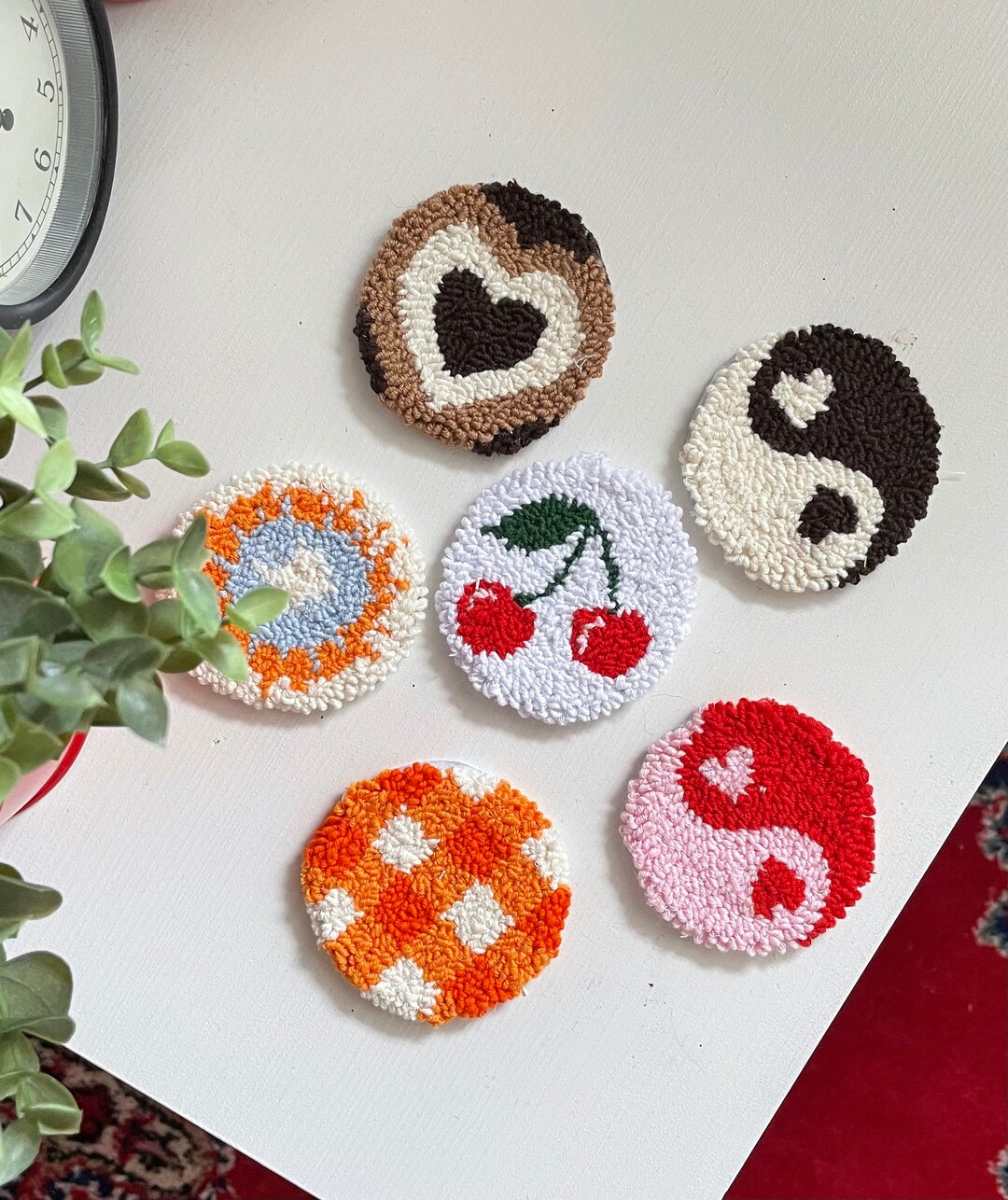 Set of 2 Punch Needle Car Coasters,punch Needle Car Coaster,punch ...