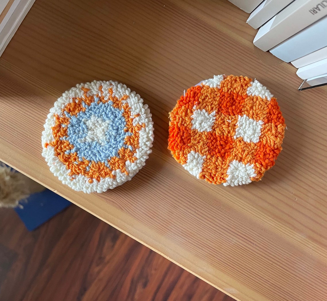 Set of 2 Punch Needle Car Coasterspunch Needle Car - Etsy