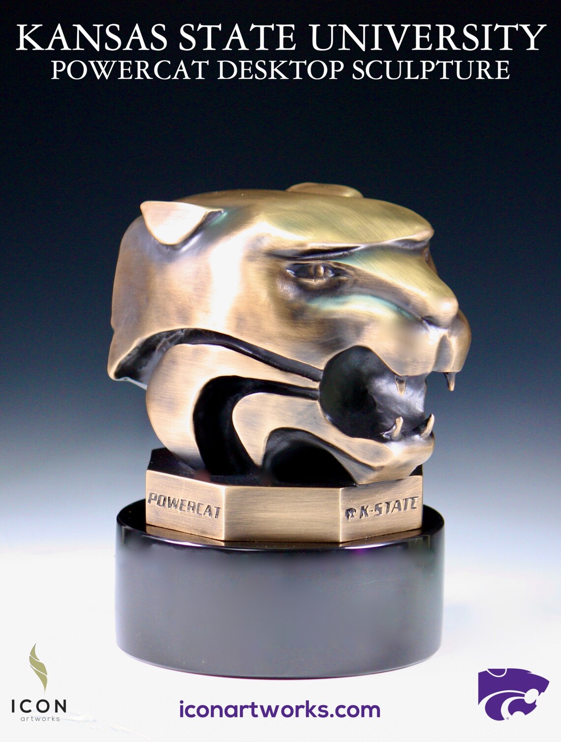 Kansas State "small Powercat" Desktop Sculpture - Bronze Plated Cast ...