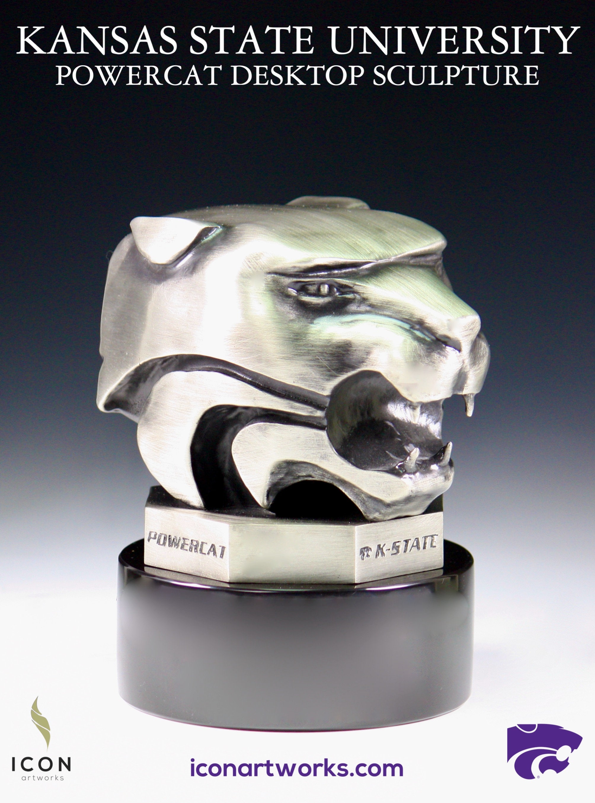 Kansas State "small Powercat" Desktop Sculpture - Cast Pewter - K-state ...