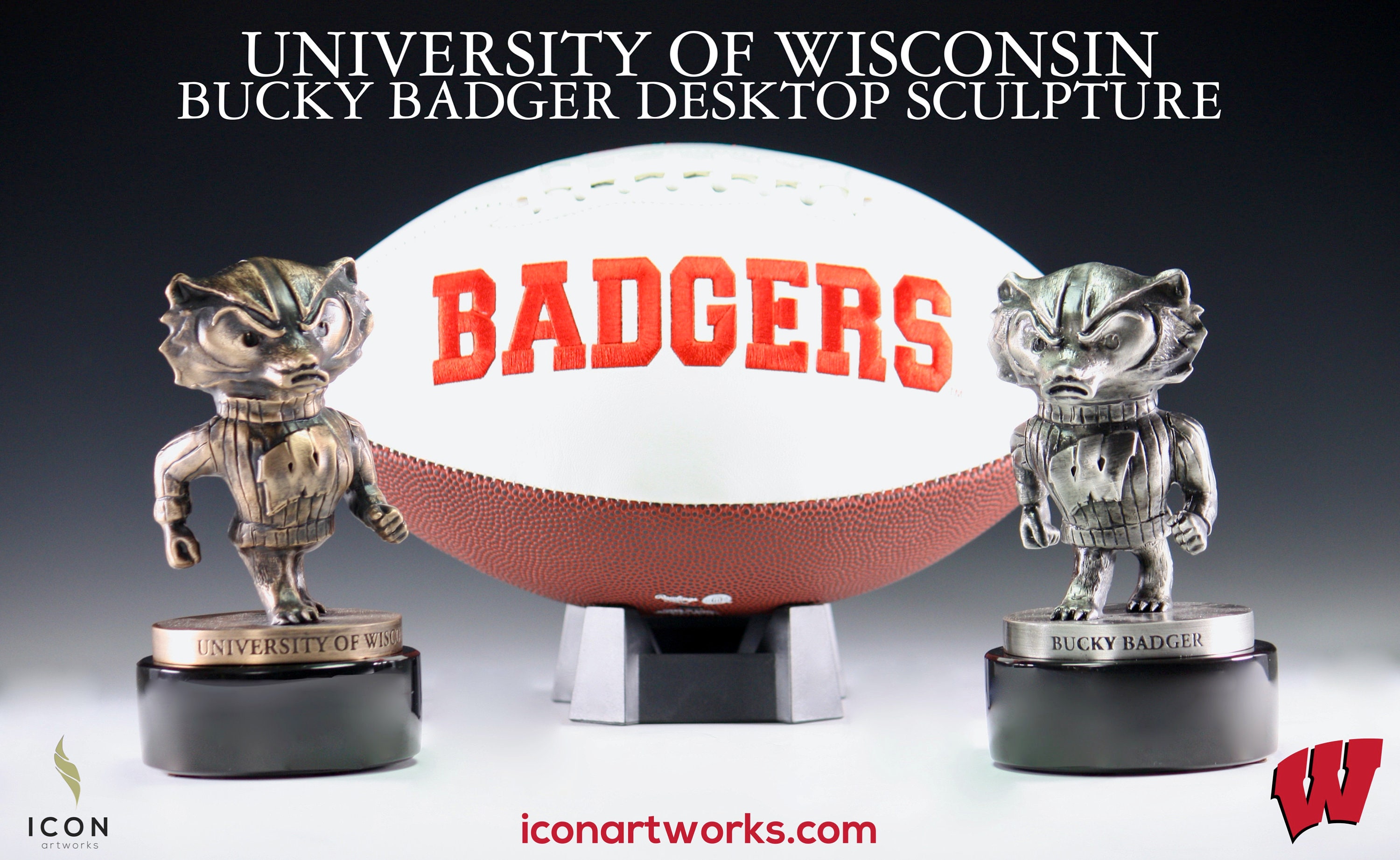 University of Wisconsin Bucky Badger Desktop Sculpture - Bronze Plated ...