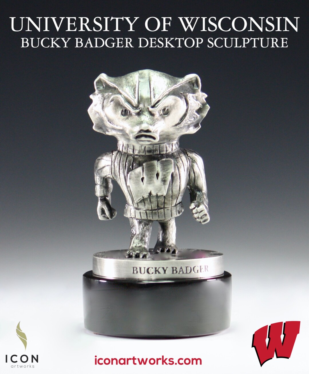 University of Wisconsin Bucky Badger Desktop Sculpture - Cast Pewter ...
