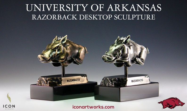 University of Arkansas Razorback Desktop Sculpture - Bronze Plated Cast ...