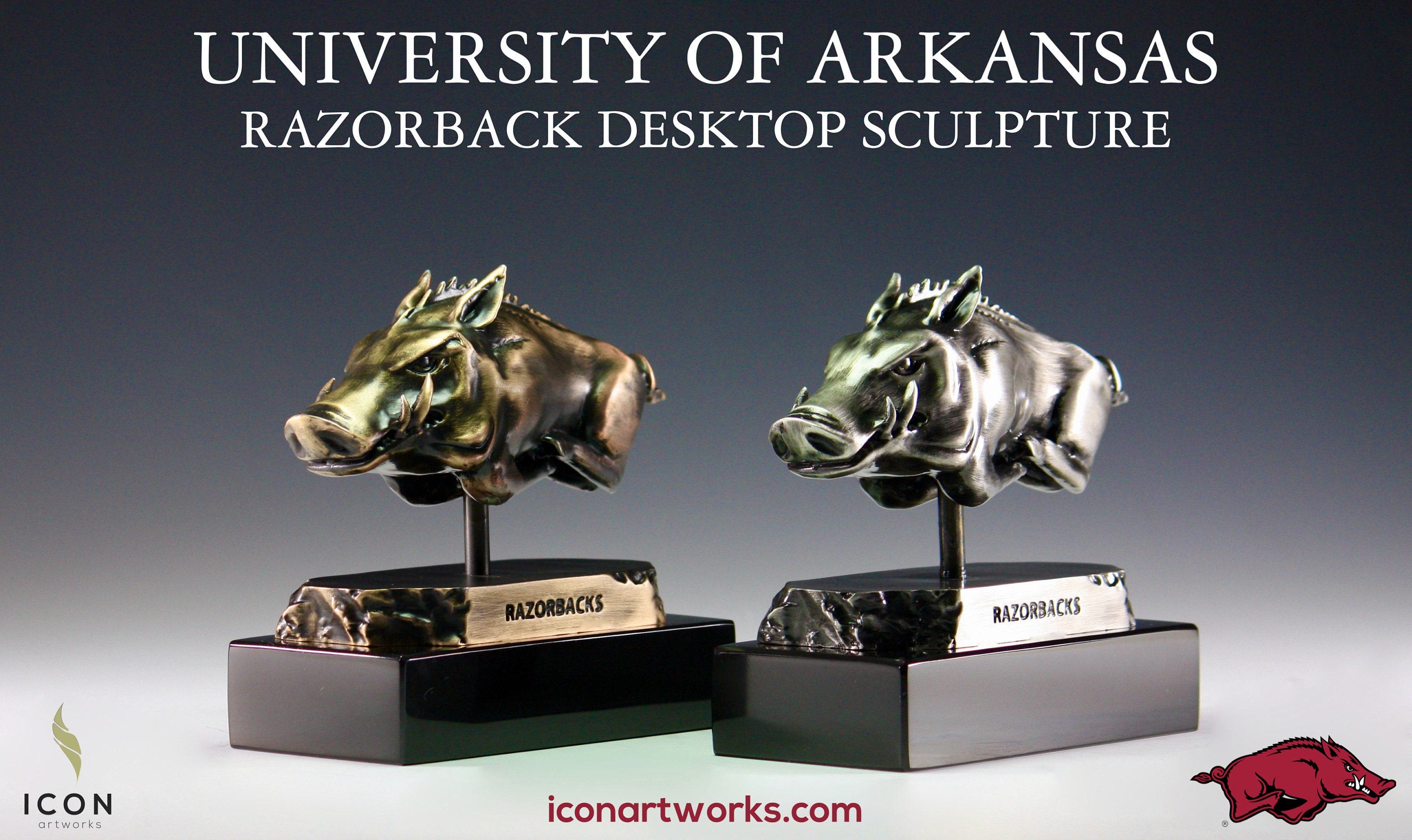 University of Arkansas Razorback Desktop Sculpture - Bronze Plated Cast ...