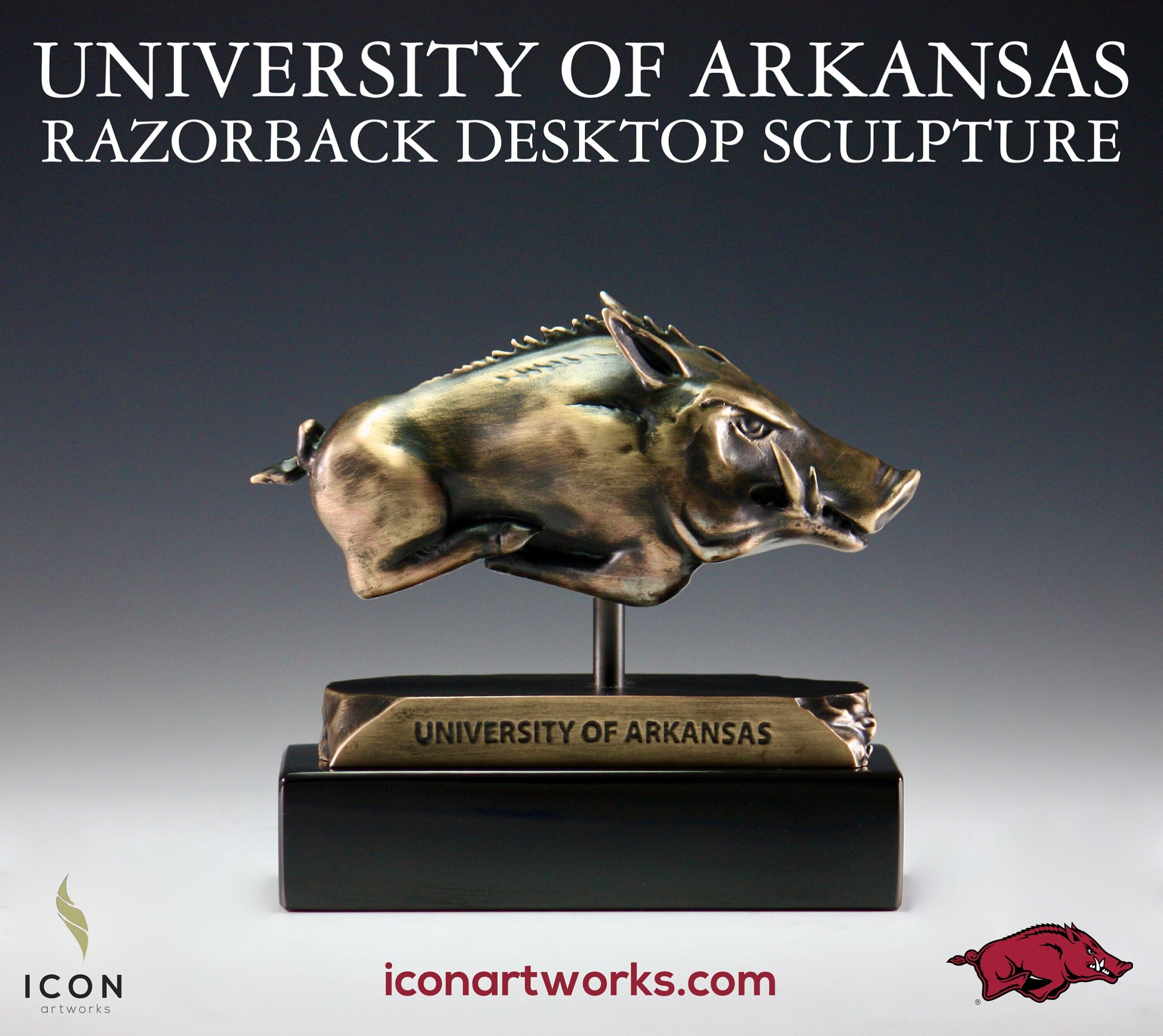 University of Arkansas Razorback Desktop Sculpture - Bronze Plated Cast ...
