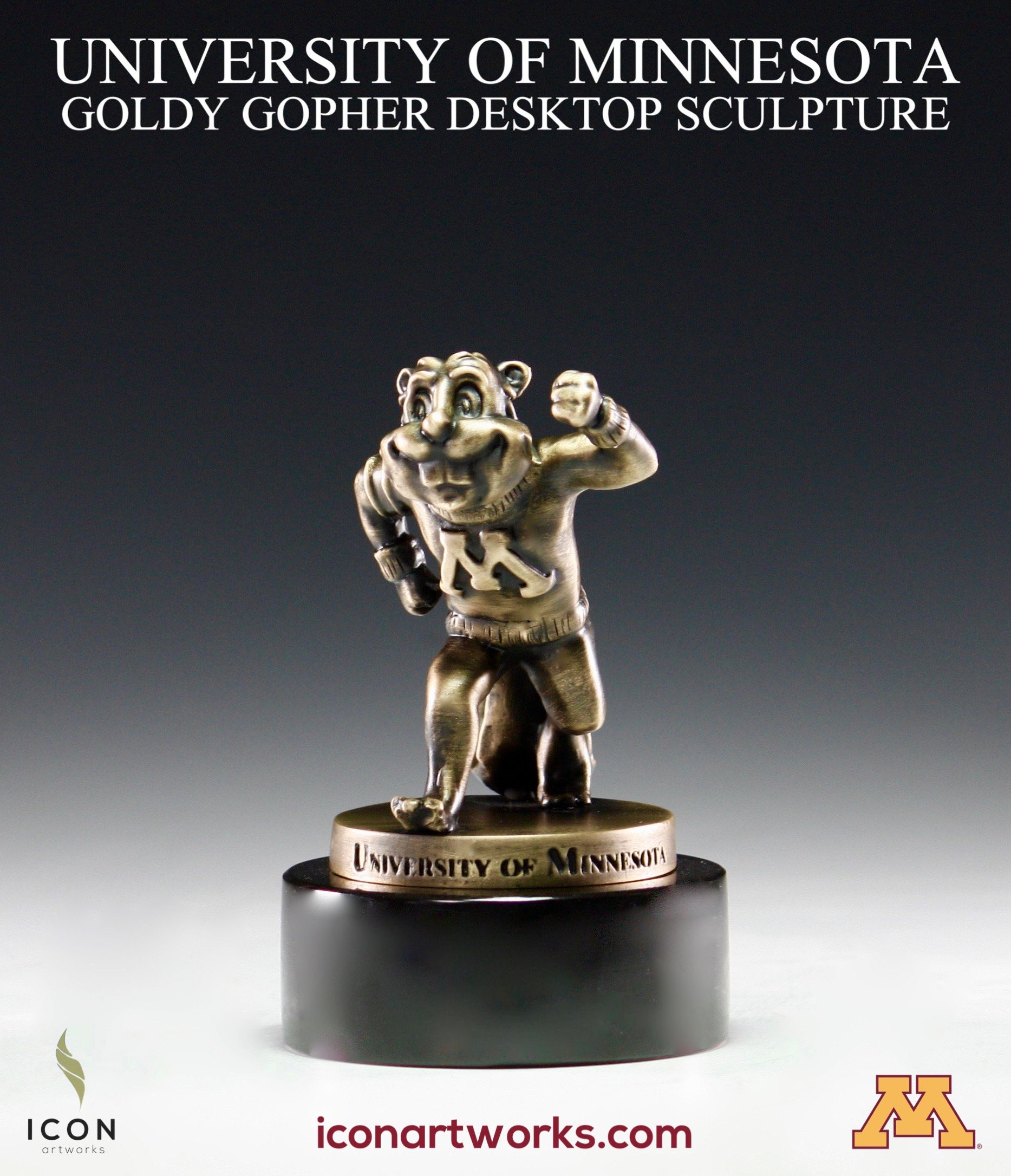 University of Minnesota Goldy Gopher Desktop Sculpture - Bronze Plated ...