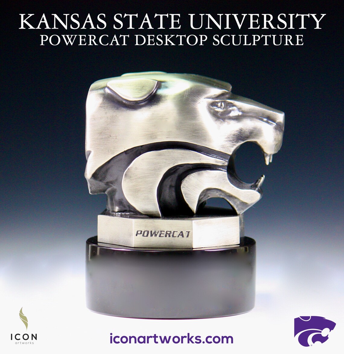 Kansas State "small Powercat" Desktop Sculpture - Cast Pewter - K-state ...