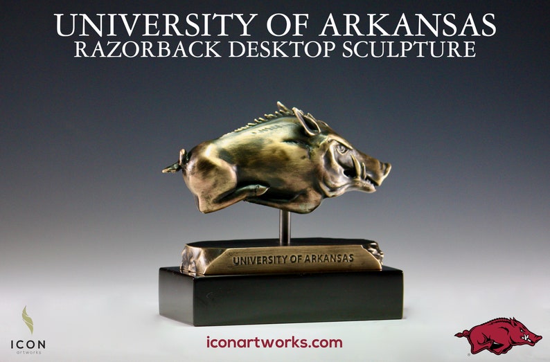 University of Arkansas Razorback Desktop Sculpture - Bronze Plated Cast ...