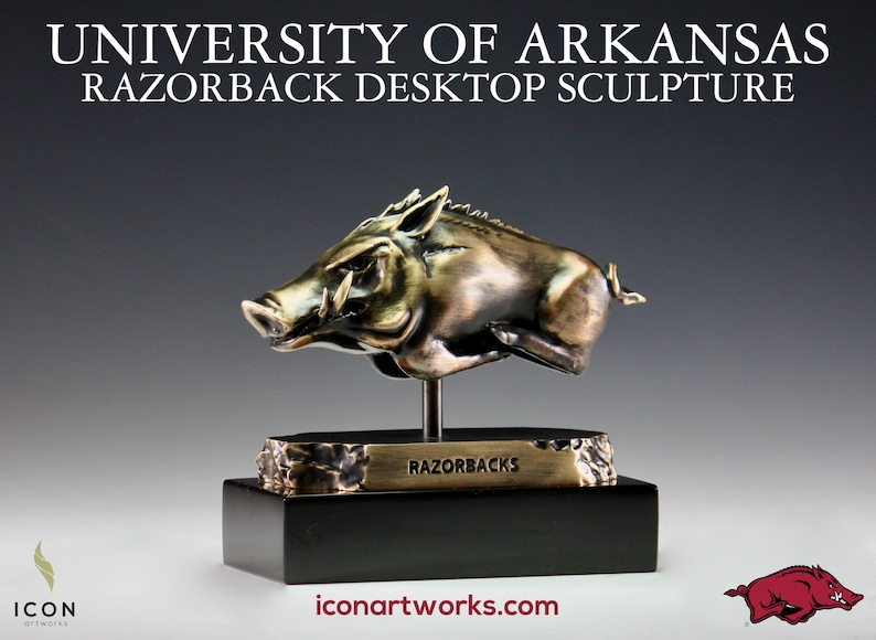 University of Arkansas Razorback Desktop Sculpture - Bronze Plated Cast ...