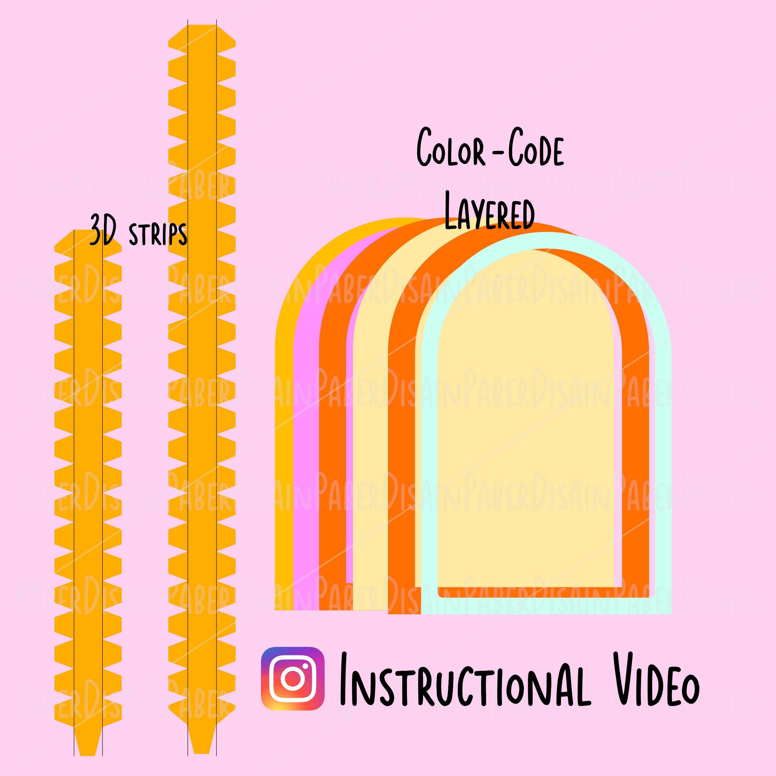 Arch Shaker Template: 3D Stripe Cake Topper SVG Studio (digital File ...