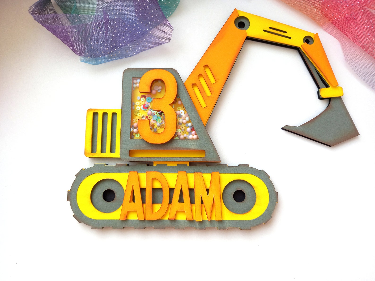 Excavator Cake Topper Template 3D Cake Topper Shaker Cake - Etsy