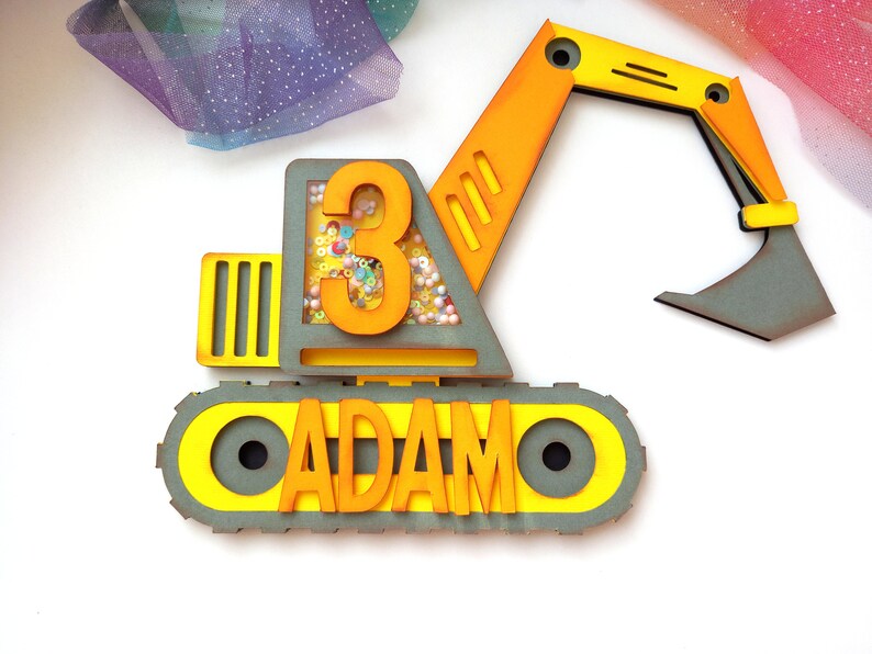 Excavator Cake Topper Template 3D Cake Topper Shaker Cake - Etsy