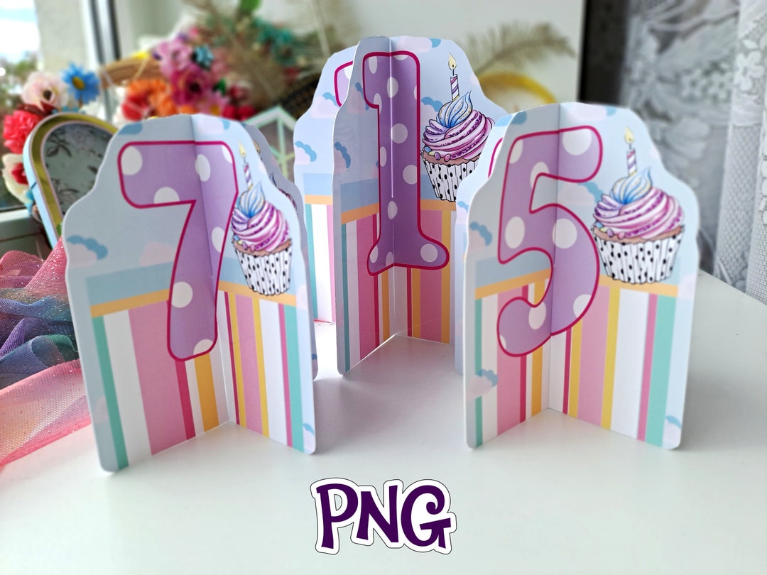 Table Centerpiece Foldable Numbers | Party Decor | PNG | Printable ...