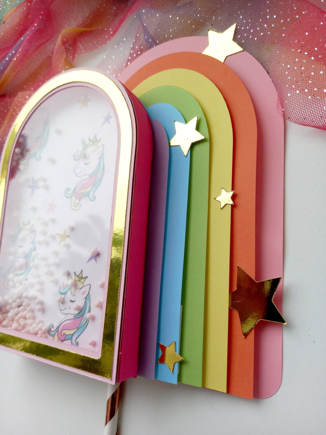 Rainbow Unicorn Shaker Cake Topper Template: SVG & Studio (digital File ...