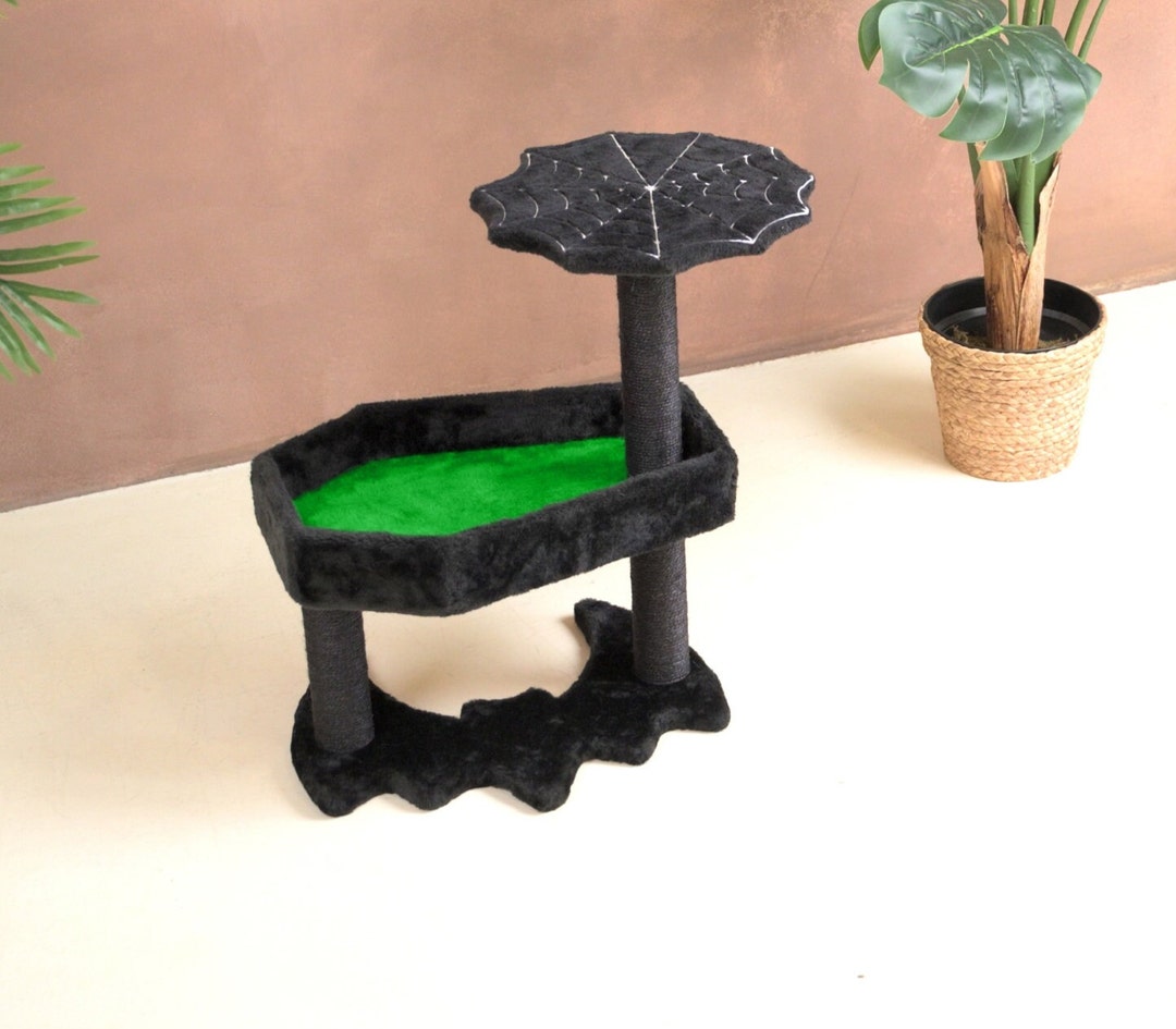Gothic Cat Tree With Coffin Cat Bed & Spooky Cat Toys Spooky Cat Tree ...