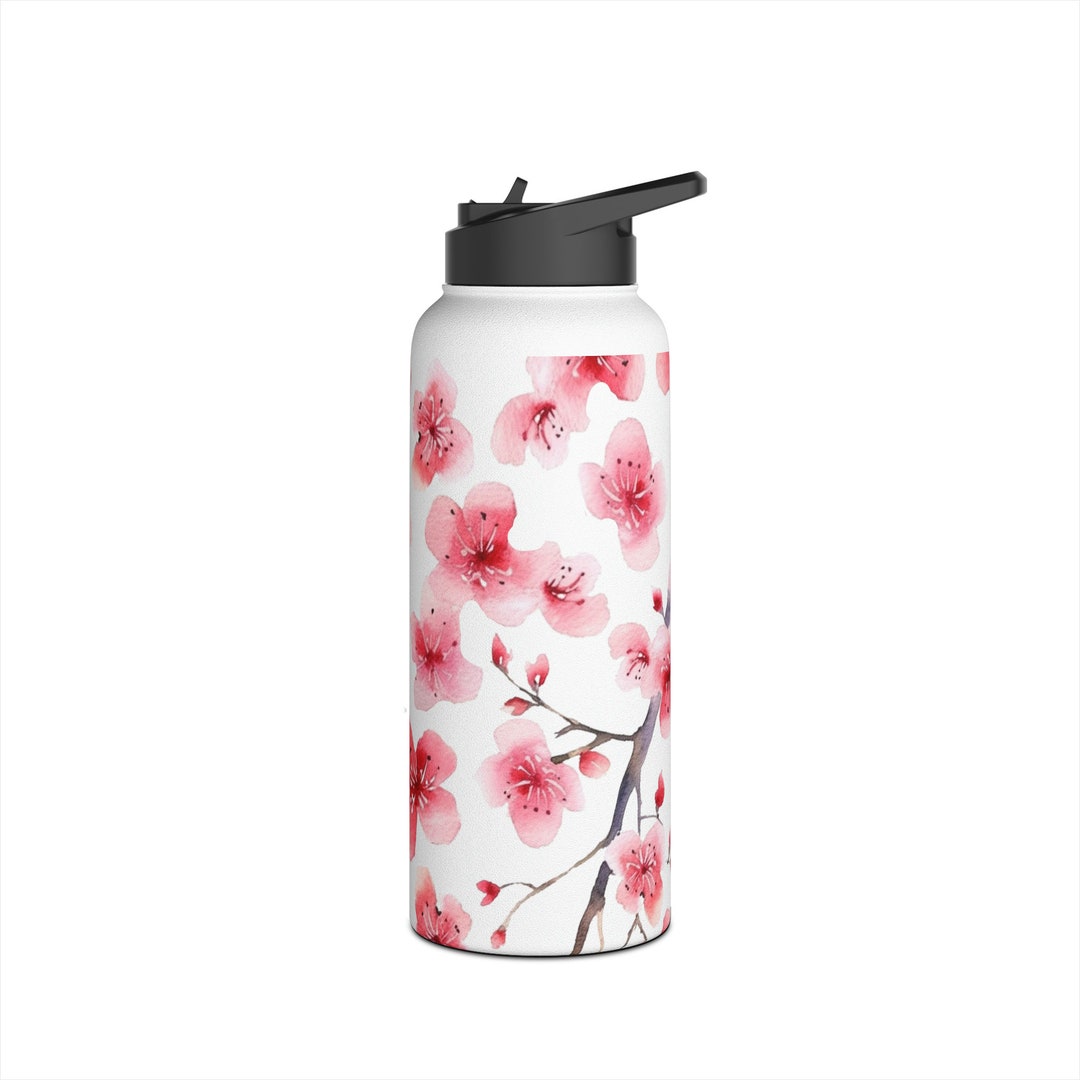 Steel Water Bottle, Womens Water Bottle, Cherry Blossom Bottle, Floral ...