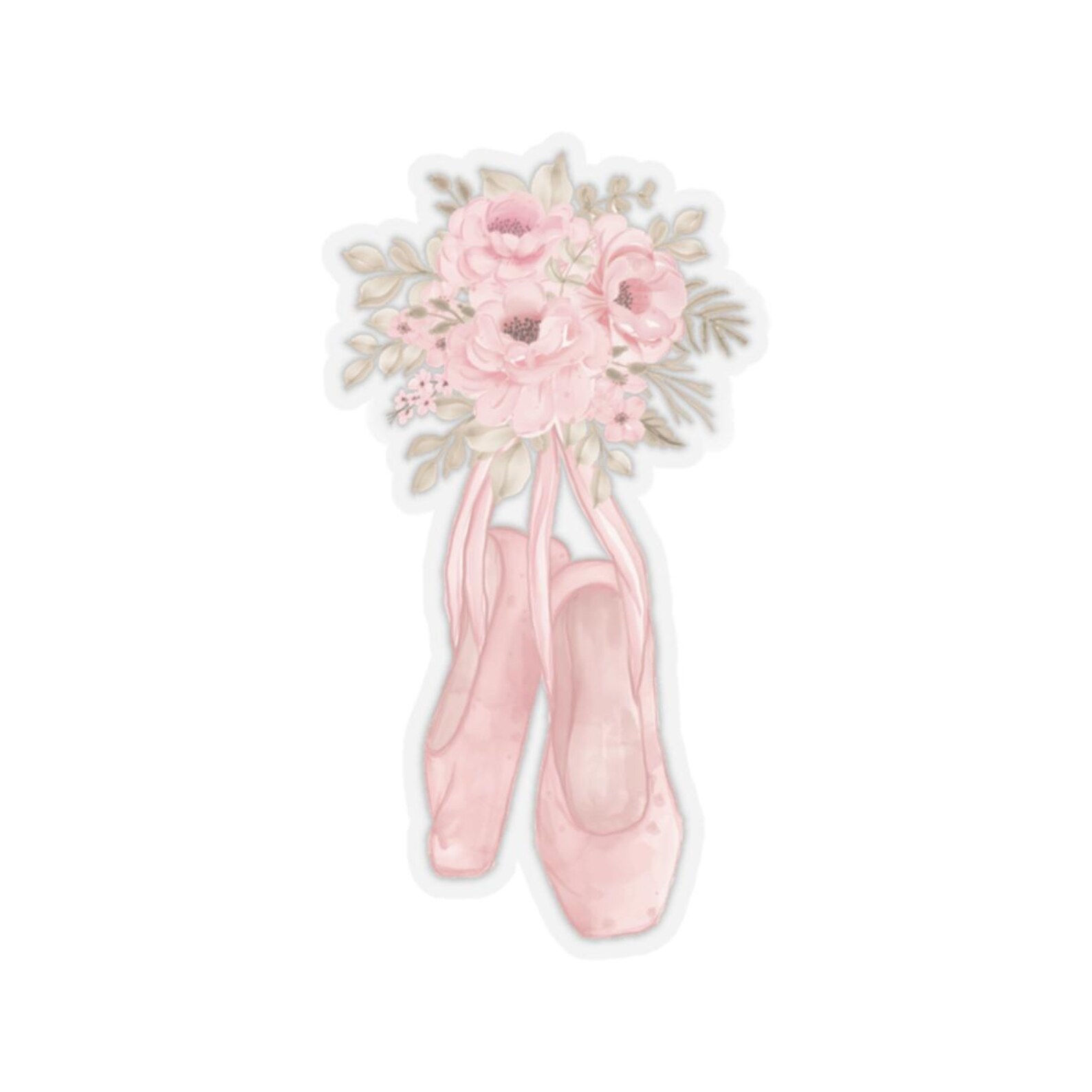 Floral Ballerina Shoes Sticker, Ballet Sticker, Girls Pink Sticker ...