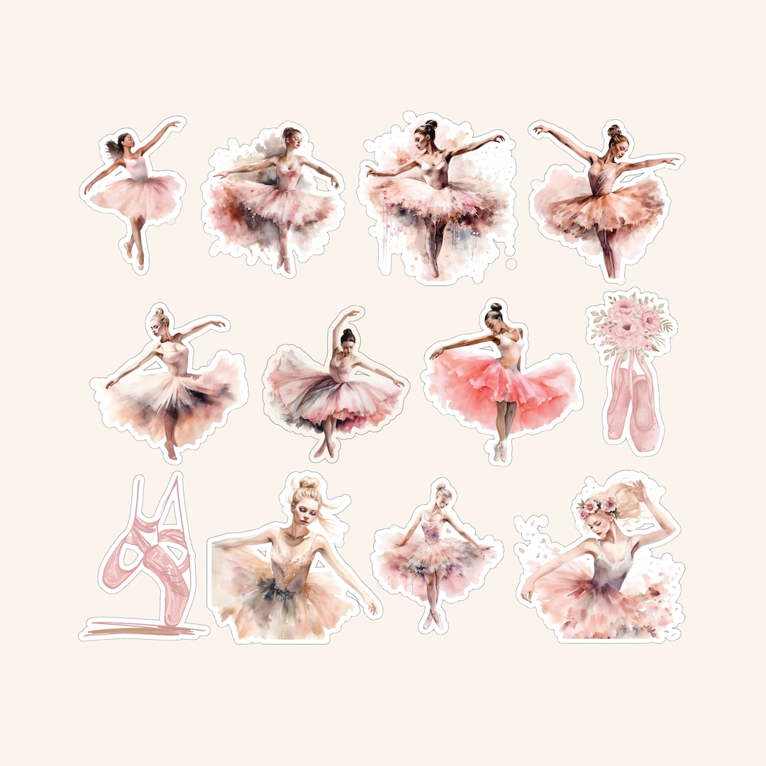 Ballerina Sticker, Cute Pink Stationary Vinyl Stickers for Water Bottle ...