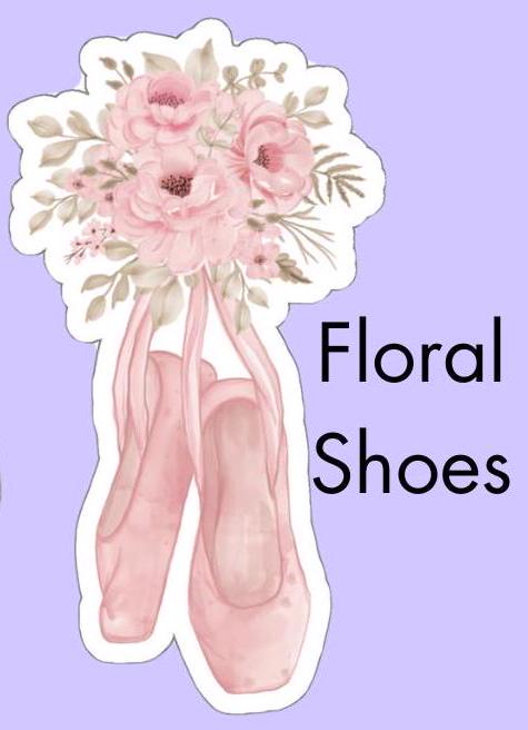 Floral Ballerina Shoes Sticker, Ballet Sticker, Girls Pink Sticker ...