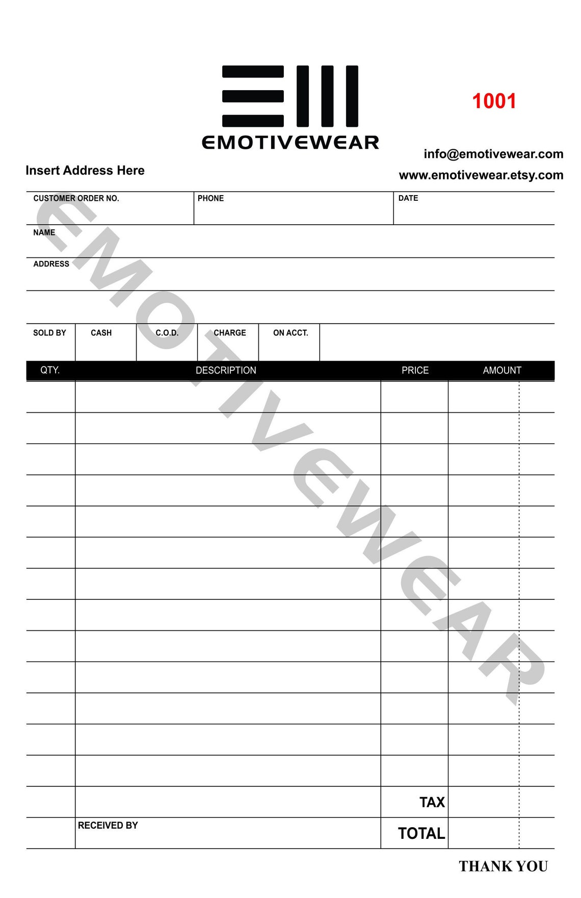 CUSTOM NCR INVOICES - 2, or 3 Part | Numbered or Non-numbered | Loose ...
