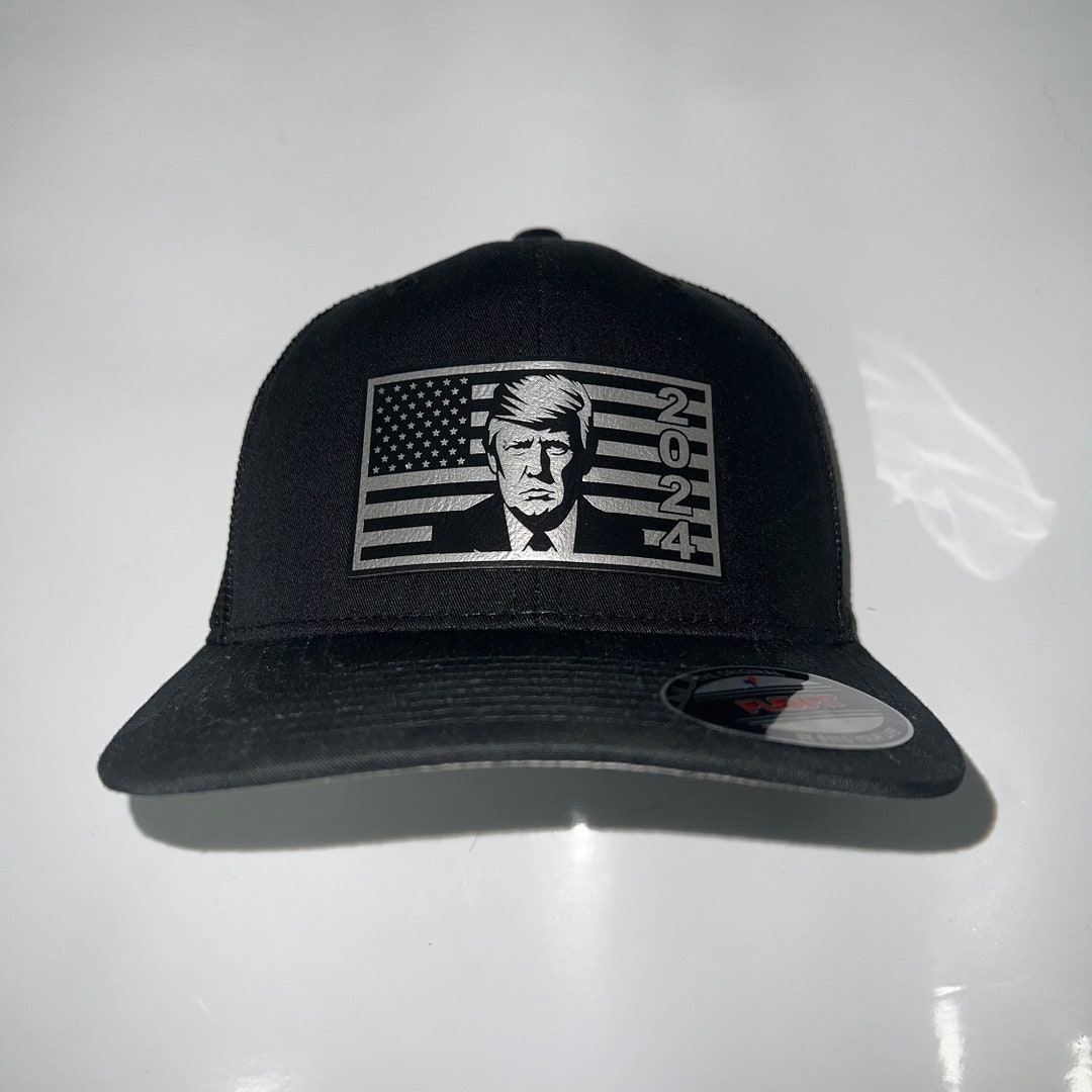 Trump 2024- American Flag- Leatherette Patch Hat - Structured Flexfit ...