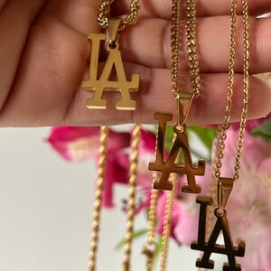 LA Dodgers Baseball Necklace 18k Gold Plated Stainless Steel LA ...