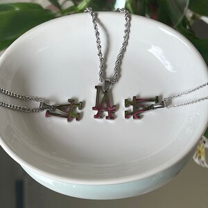 LA Dodgers Baseball Necklace 18k Gold Plated Stainless Steel LA ...