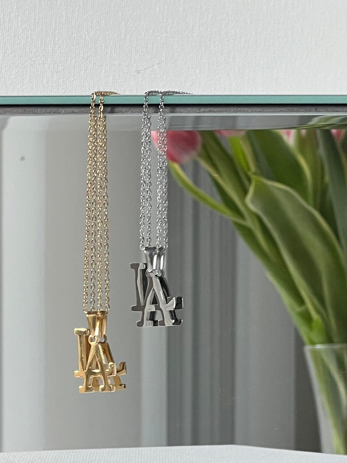 LA Dodgers Baseball Necklace 18k Gold Plated Stainless Steel - Etsy