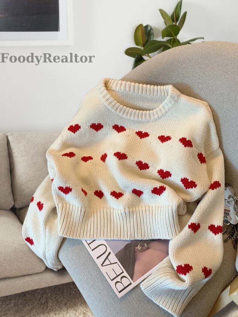 Heart Pullover Sweater, Embroidered Cozy Winter Pullover, Handcrafted ...