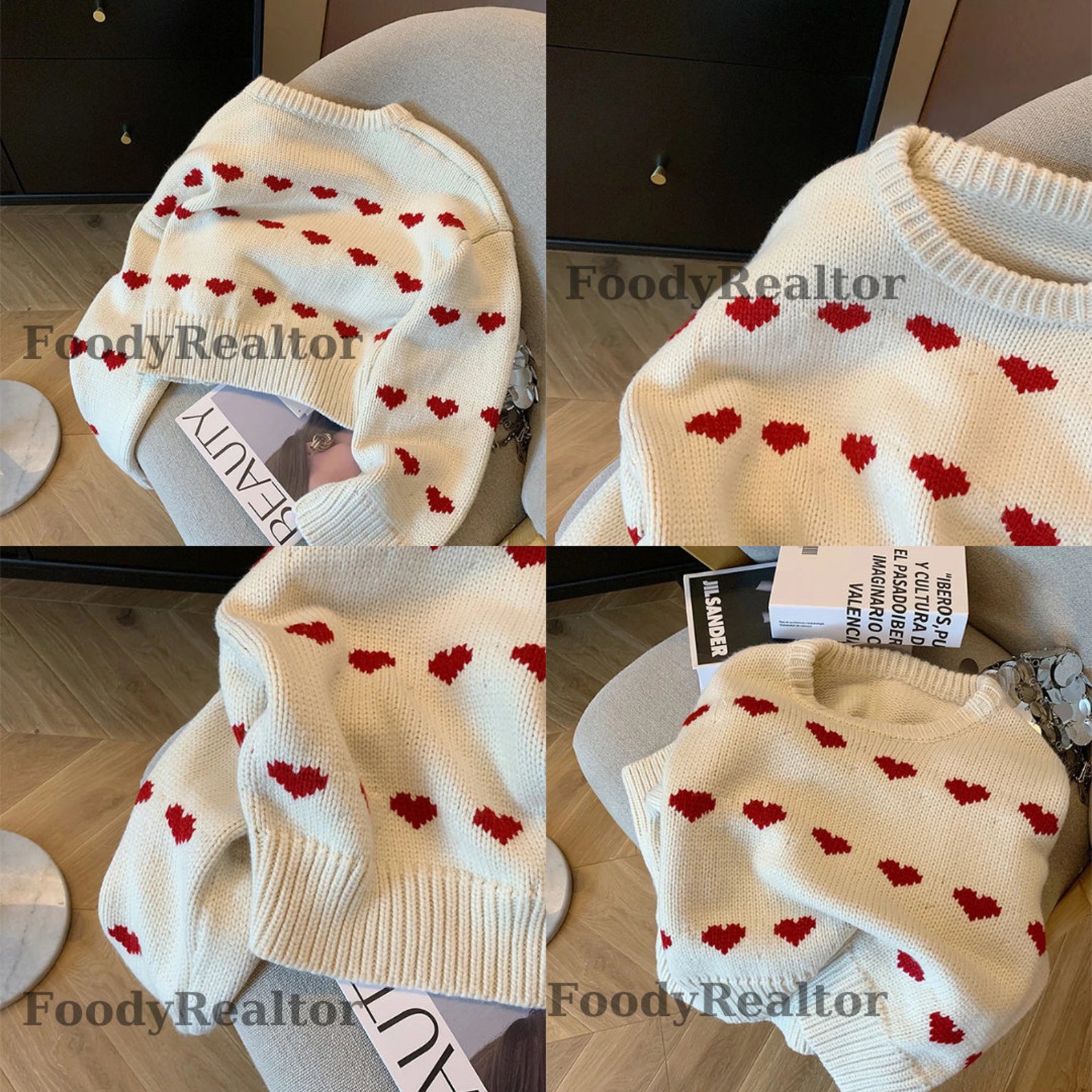 Heart Pullover Sweater, Embroidered Cozy Winter Pullover, Handcrafted ...